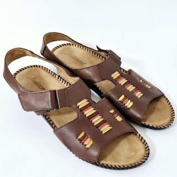 Auditions | Shoes | Auditions Spirit Brown Leather Flat Sandals Size 8 ...